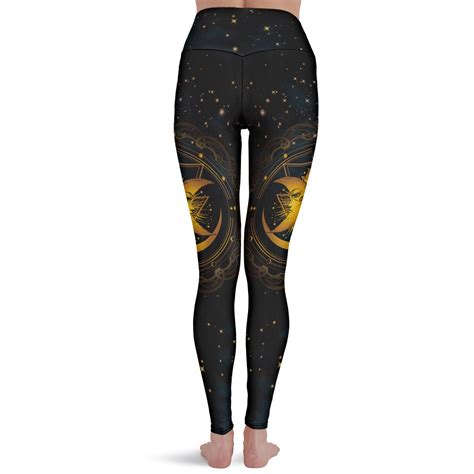 Sun Moon And Stars Leggings Yoga Pants With Flexible Waistband
