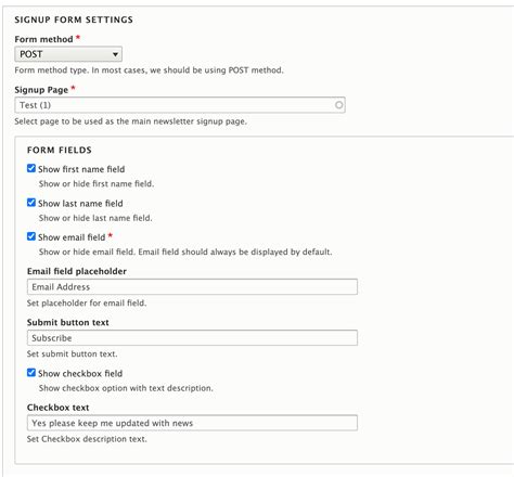newsletter signup block