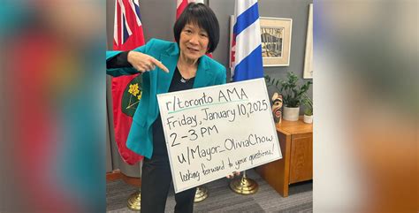 Got Questions For Torontos Mayor Olivia Chow Wants Residents To Ask Her On Reddit
