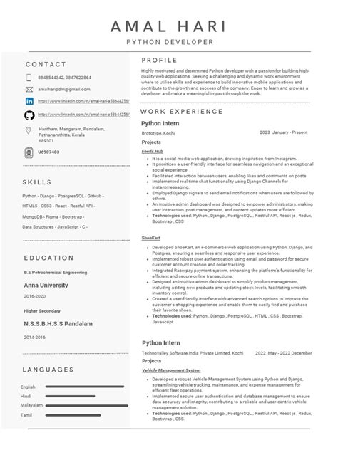 Amal Hari Python Developer Download Free Pdf Postgre Sql World