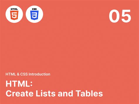 Creating Lists And Tables In Html Topic