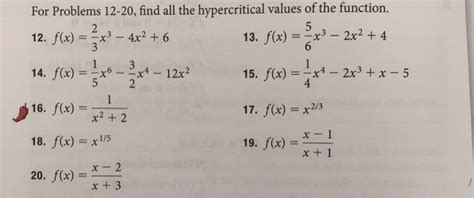 Solved For Problems 12 20 Find All The Hypercritical Values Solved For Problems 12 20 Find All The Hypercritical Values