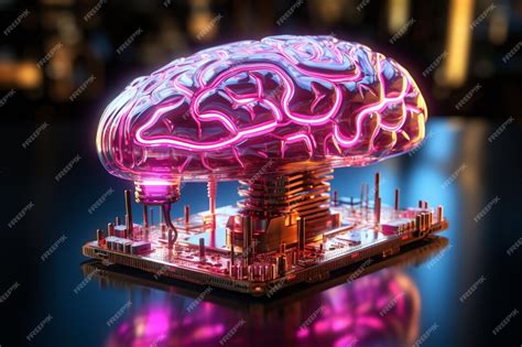 Premium Photo The Brain Model Placed On An Electronic Circuit Board Signifies The Intersection