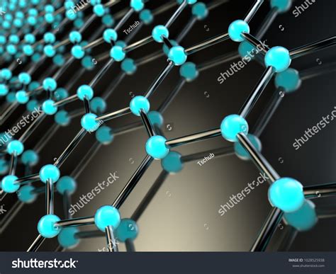 Illustration Graphene Crystal Lattice Luminous Carbon Stock
