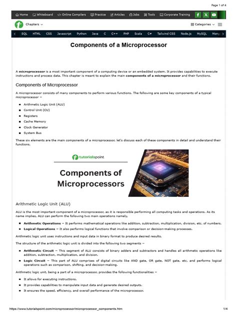 Components Of A Microprocessor Pdf Central Processing Unit