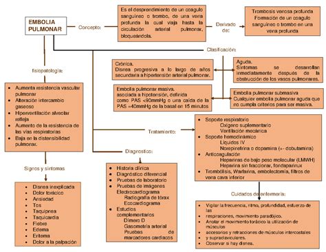 Mapa Conceptual De Embolia Pulmonar Para Enfermería Enfermería 101