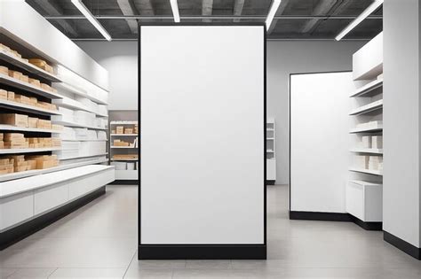 Premium Photo Retail Endcap Signage Mockup With Blank White Empty