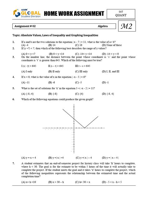 M 07a Quant Home Work Assignment Pdf Mathematics Algebra