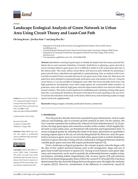 Pdf Landscape Ecological Analysis Of Green Network In Urban Area