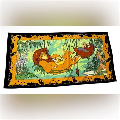 Rare Vintage 90s Disney Exclusive Lion King Beach Towel Simba Pumbaa