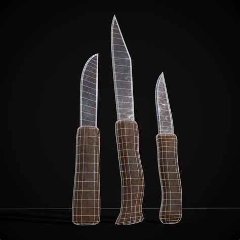 3d Three Worn Parring Knives Turbosquid 2034983