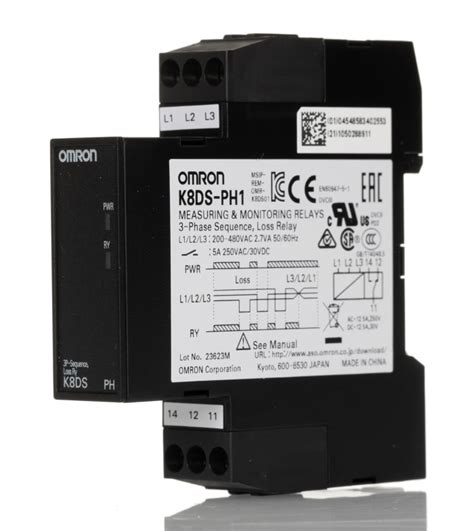 K8ds Ph1 Omron Omron Phase Monitoring Relay 3 Phase Spdt Din Rail