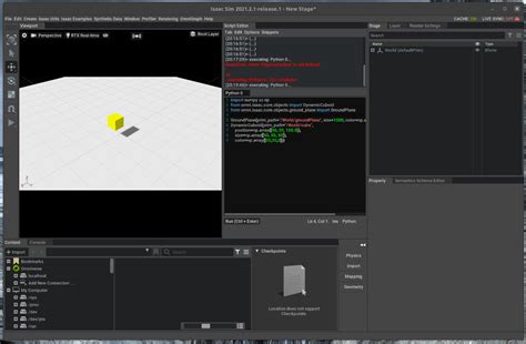 Nvidia Isaac Sim Script Editorによるシーン操作（gui）