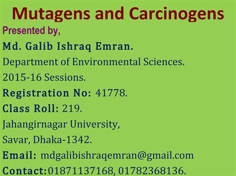 Mutagens And Carcinogen Ppt