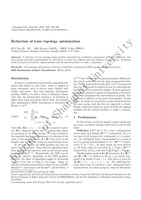 Pdf Reduction Of Truss Topology Optimization