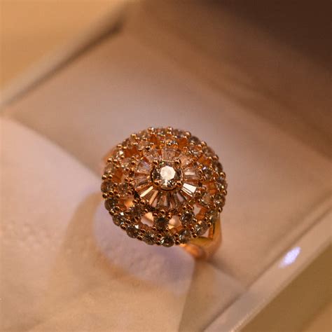 Gorgeous Design Gold Plated Real Stones Ring For Girlswomen