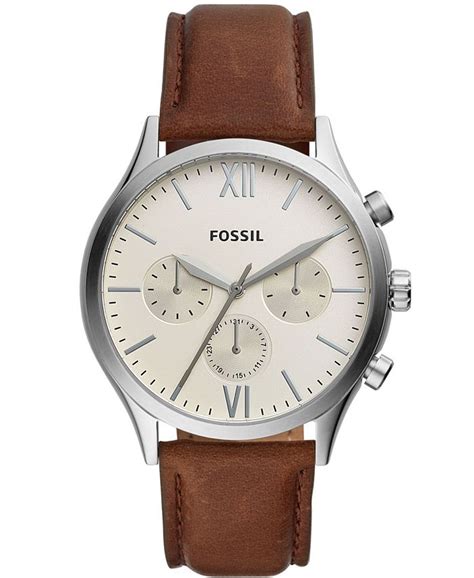 Fossil Mens Fenmore Multifunction Brown Leather Watch 44mm Macys
