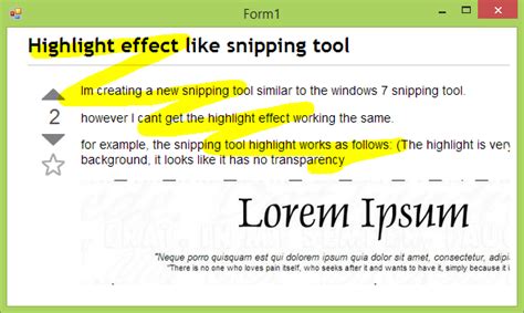 C Highlight Effect Like Snipping Tool Stack Overflow