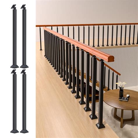 Mm Melisen Indoor Stair Railing Kits Black Metal Baluster Posts With