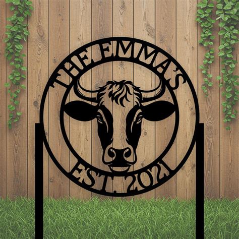 Custom Cow Yard Sign Personalized Farmhouse Sign Rustic Ranch Outdoor
