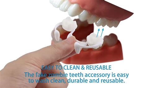 2 Paris Retractable Vampire Zombie Fangs Halloween Creepy Fake Teeth