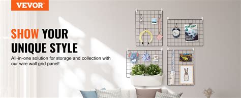 Vevor Grid Wall Panels 4 Packs Wire Wall Grid For Photo Pictures Display Wall Storage