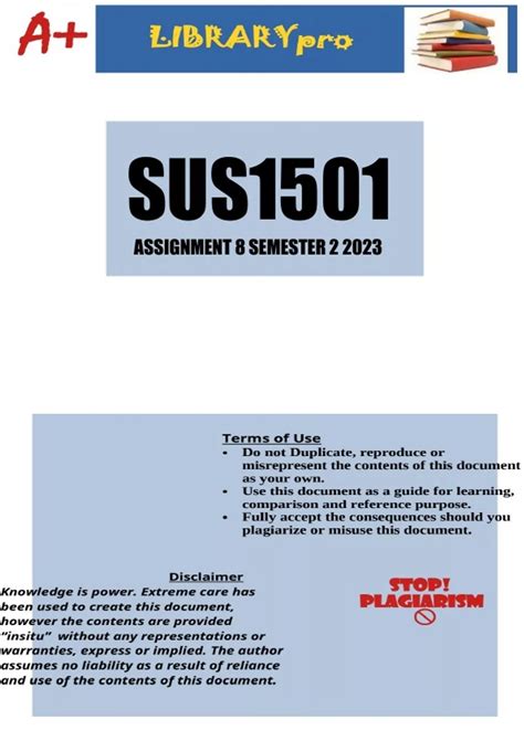 Sus1501 Assignment 8 Portfolio Complete Answers Semester 2 2024 Sus1501 Assignment 8 Portfolio Complete Answers Semester 2 2024
