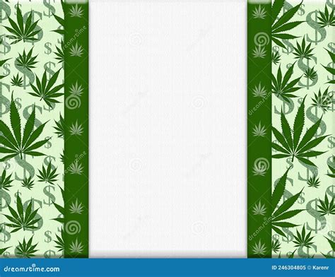 Weed Border With Green Cannabis And Dollar Signs On White Stock Image