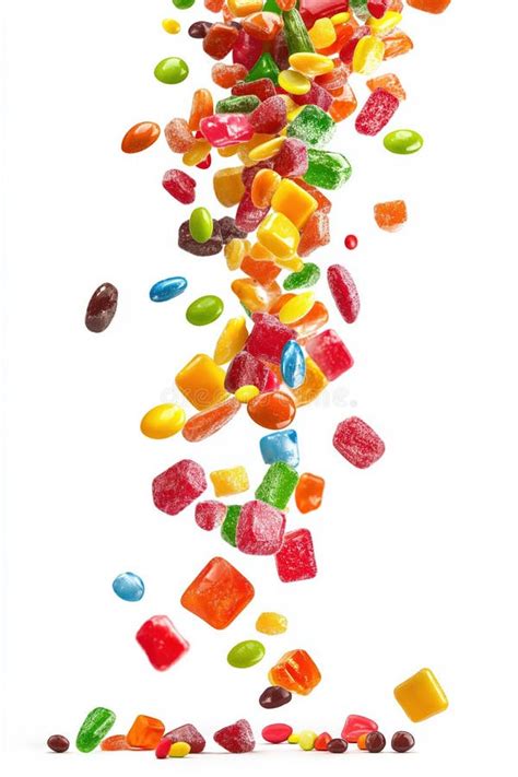 Colorful Candy Raining Down On White Background Stock Illustration