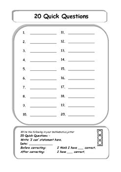 Multiple Choice Answer Sheet 1 20
