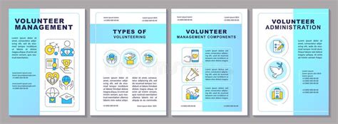 Volunteer Management Blue Brochure Template Stock Vector Illustration Of Template Leaflet