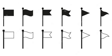Premium Vector Flag Icons Vector Wave Flag Silhouette Collection