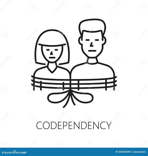Codependency Psychological Problem Line Icon Stock Vector