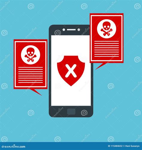 Alert Notification On Smartphone Vector Malware Concept Spam Data Fraud Internet Error Stock