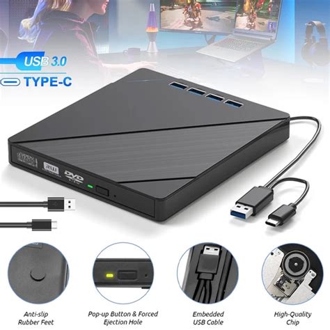 External Cd Dvd Writer Drive For Laptop Usb 3 0 Slim Portable Player Cd