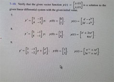 Solved 7 10 Verify That The Given Vector Function