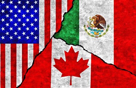 Ilustración De Banderas De Estados Unidos México Y Canadá En Pared Con