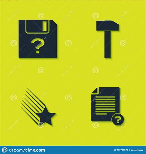 Set Unknown Document Falling Star And Hammer Icon Vector Stock