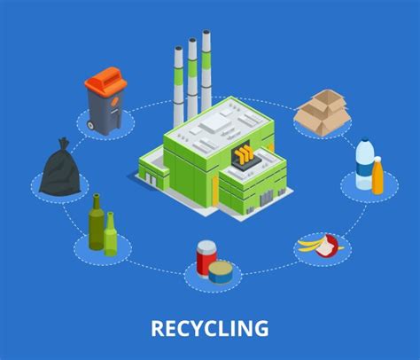 Recycling Garbage Elements Sorting And Processing Vector Image