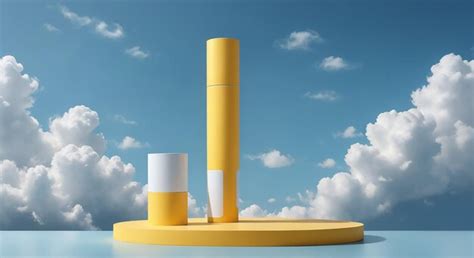 A Yellow Stack Of Pylons With A Blue Sky And Clouds In The Background Premium Ai Generated Image