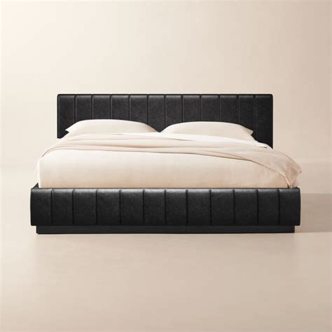 Forte Leather King Black Bed Cb2
