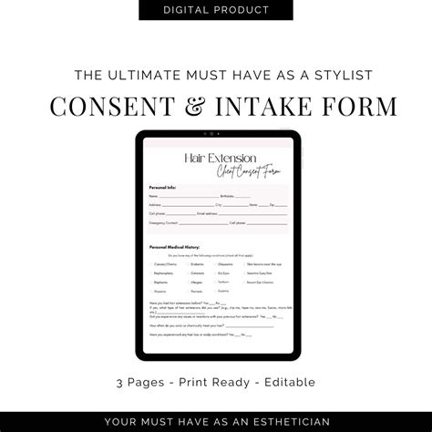 Hair Extension Forms Editable Hair Consent Templates Hair Extensions