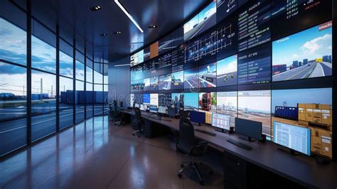 A Logistics Control Center Features Large Screens Showing Real Time Delivery And Route Data