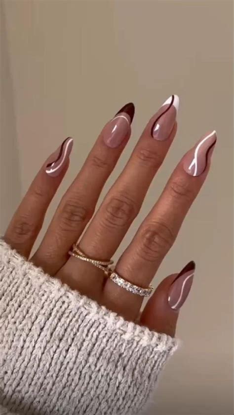 Brown And White Nail Design 🤎🤍 Brown Acrylic Nails Winter Nails