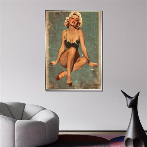 Vintage Pin Up Girl Art Retro Glamour Canvas Classic Sexy Pin Up
