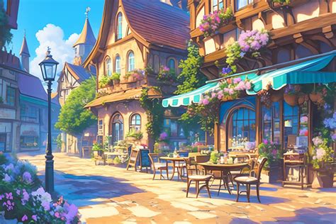 동화 속 마을의 배경 일러스트