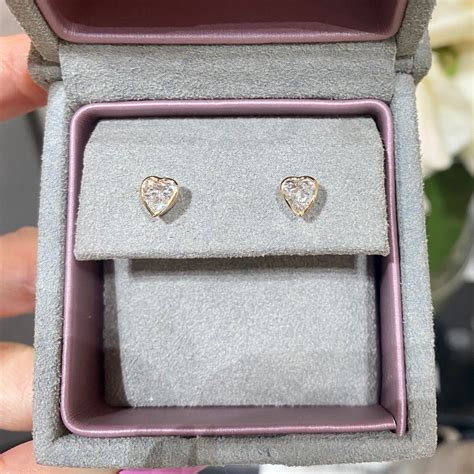 Bezel Heart Shape Diamond Earrings Miss Diamond Ring