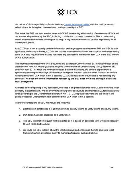 Open Letter To Prime Minister Of Liechtenstein Lcx