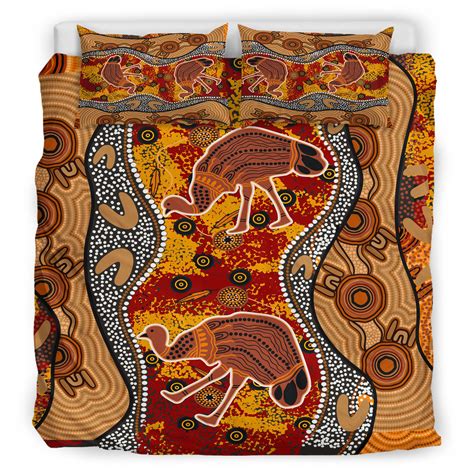 Australia Indigenous Bedding Set Emu In The Sky Aboriginal Inspired Art
