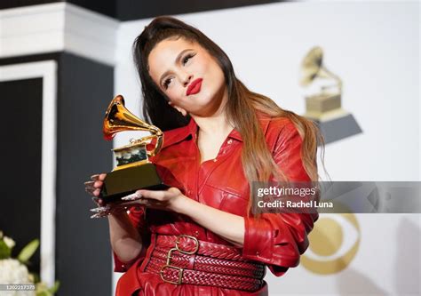 Rosalia Poses With The Award For Best Latin Rock Urban Or News